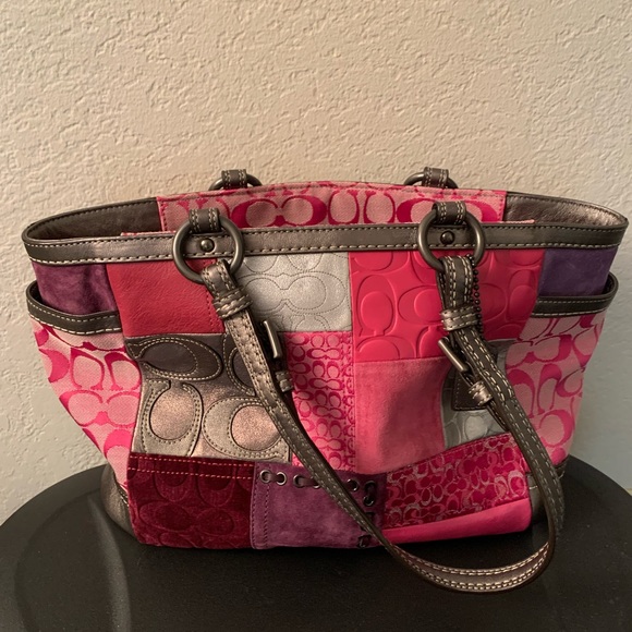 Bags | Vintage Leather And Suade Patch Coach Bag | Poshmark